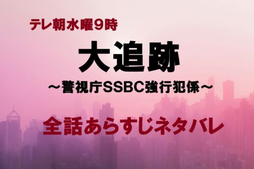 【大追跡】ネタバレあらすじ全話！警視庁SSBC強行犯係の活躍を最終回まで！ | dorama9